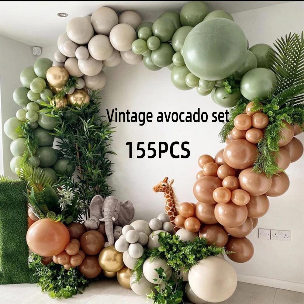 Buy Deep Forest Animal Arch Balloons Set Retro Bean Green Latex ...