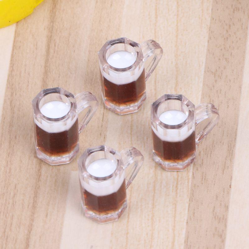 Buy 4pcs 0.05 Scale Toy Kitchen Beer Drinking Cups Dollhouse Miniature ...