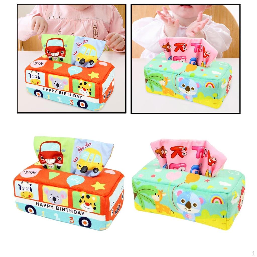 Satın alın 2x Plush Baby Tissue Box Toy Fine Motor Skill Activity Toys ...