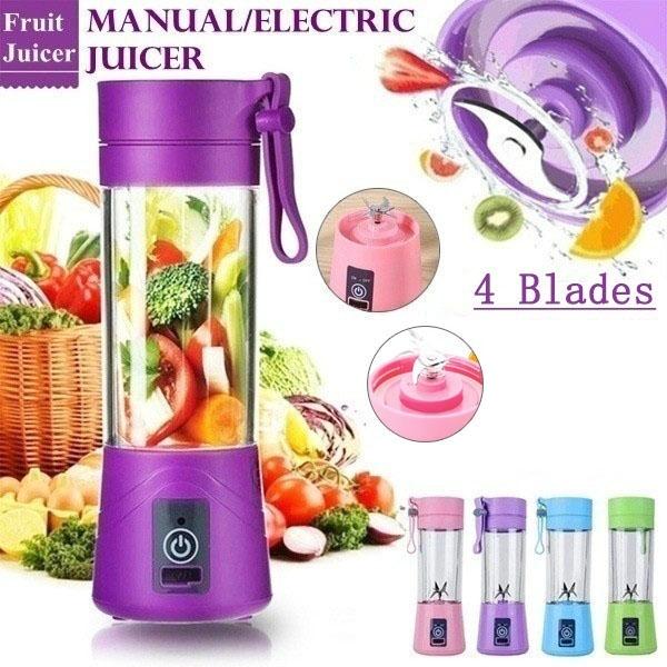 Buy 380ML Mini USB Portable Manual/Electric Fruit Juicer Home Travel ...
