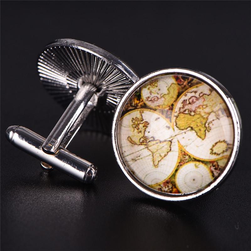 Buy 1pair World Map Cufflinks Shirt Cuff Links Antique Accessory ...