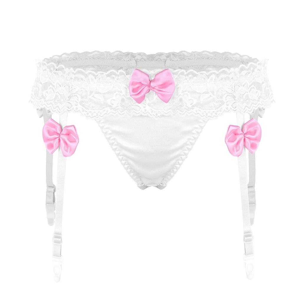 Buy Women Smooth Soft Lingerie Low Rise Ruffled Lace Bowknot G-string ...