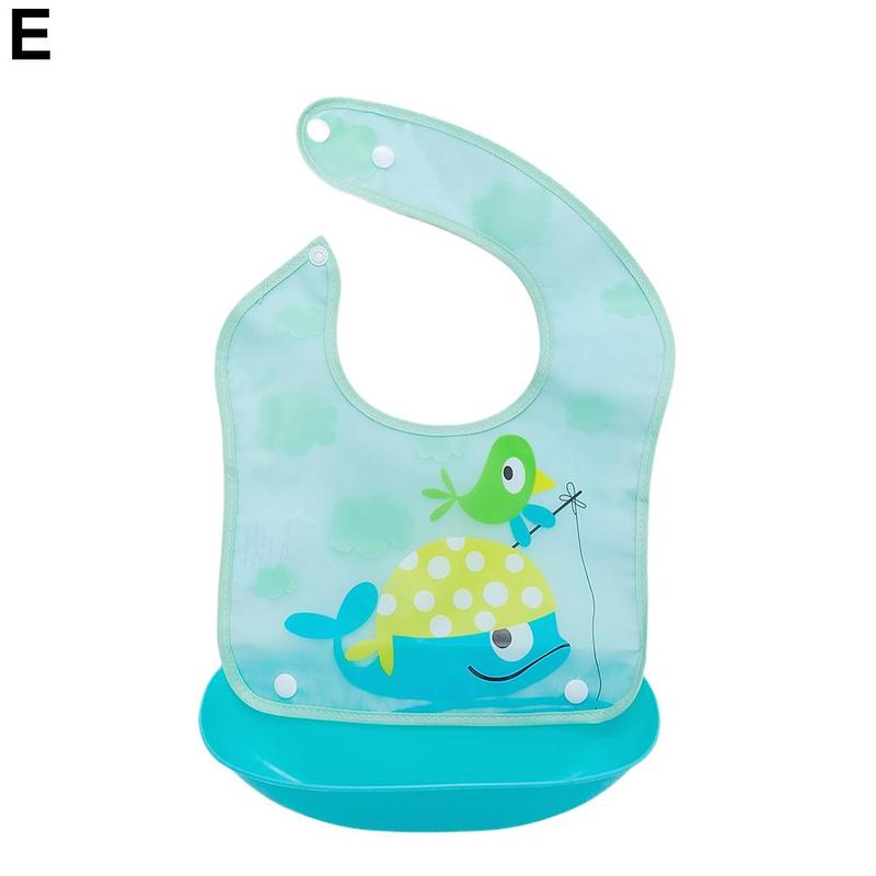 Cartoon Print Baby Bibs Boys Girls Bib Silicone Waterproof Eat Dinner ...