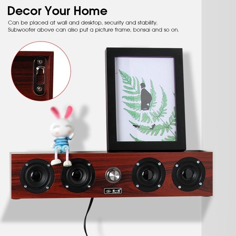 Buy 4*3W Heavy Bass 3D Stereo Speaker Subwoofer Retro Wooden Sound Box ...
