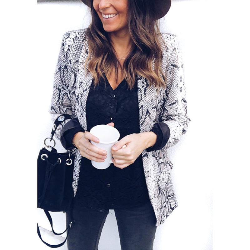 Buy Women's Snake Skin Print Blazer Leopard Suits Blazer Fall Winter ...