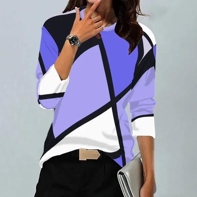 Buy 3D Print Purple Rhombus Tshirts Ladies Tops Long Sleeve O-neck Pullover Femme T-shirts T ...