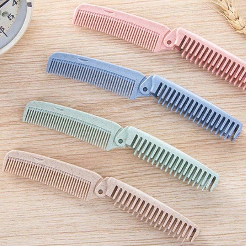 1pc Wheat Straw Vegetable Fiber Folding Comb Business Trip Hair Make-up ...