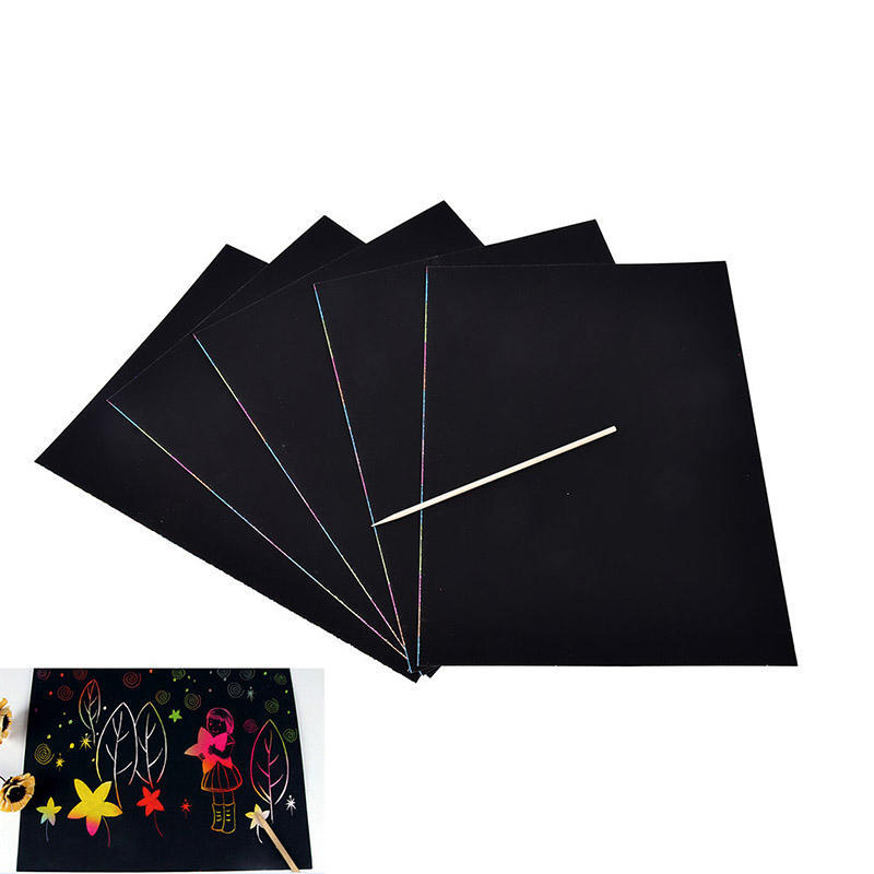 5 Sheets Rainbow Scratch Colourful Stencil Art Craft Engraving Paper ...