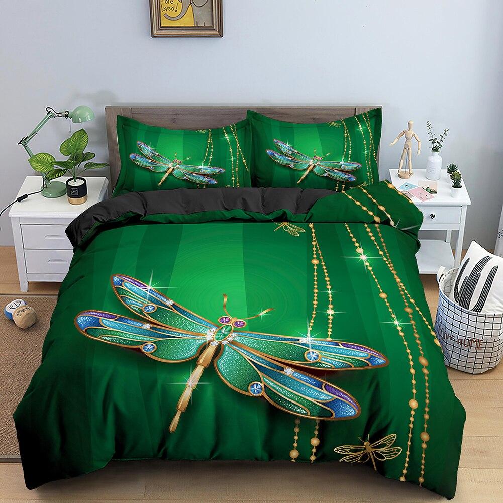 Buy 3D Cartoon Dragonfly Bedding Set Retro Duvet Cover Euro Living Room ...