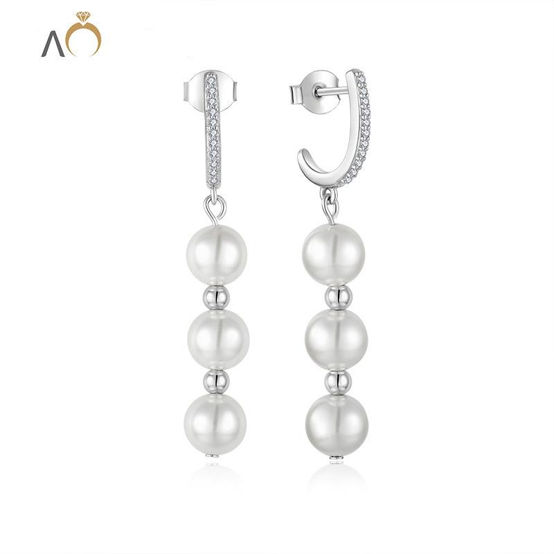 Cheap S925 Silver Pearl Earrings with Original Design, Light Luxury and High Grade Sense ...