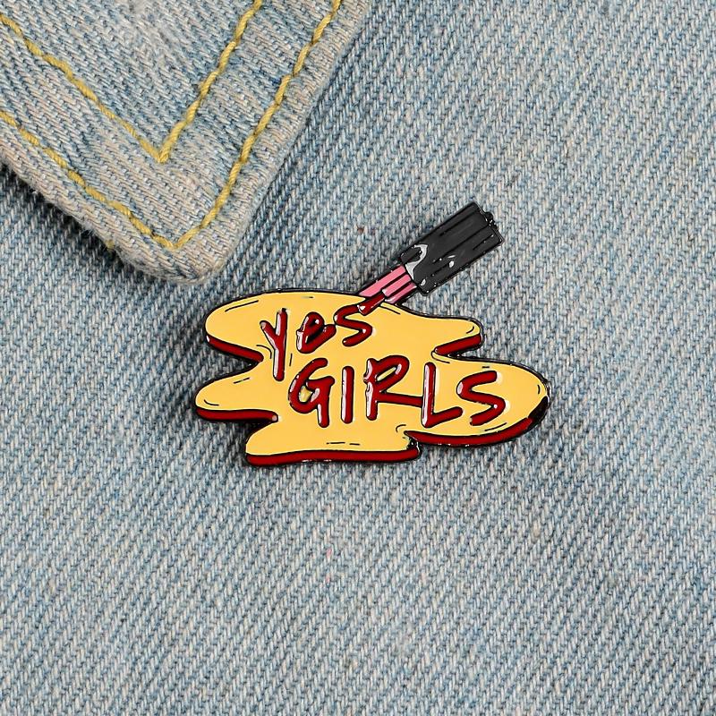 Buy Yes Gril ! Enamel Pins Nail polish Brooches Girl Power Badges ...