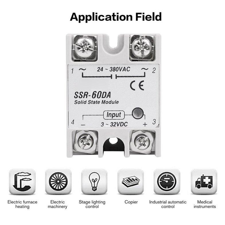 Buy Solid State Relay DC-AC Voltage 12V 3-32VDC TO 220V 24-380V AC Load ...