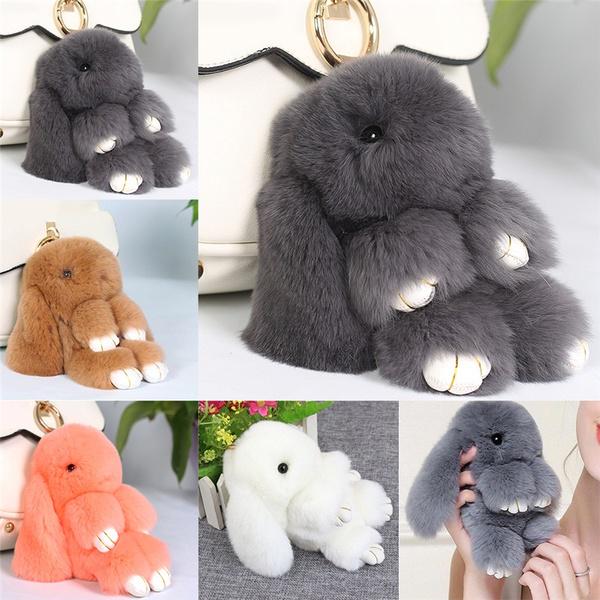 Buy Fluffy Bunny Rabbit Fur Key Chain Ring For Phone Car Pendant ...