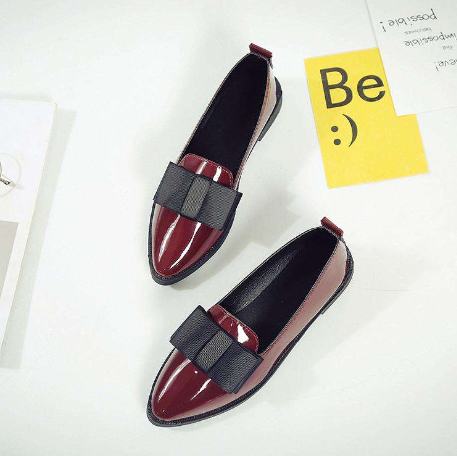 Buy Pointed Toe Women Loafers Spring Summer Black Wine Red Ladies ...