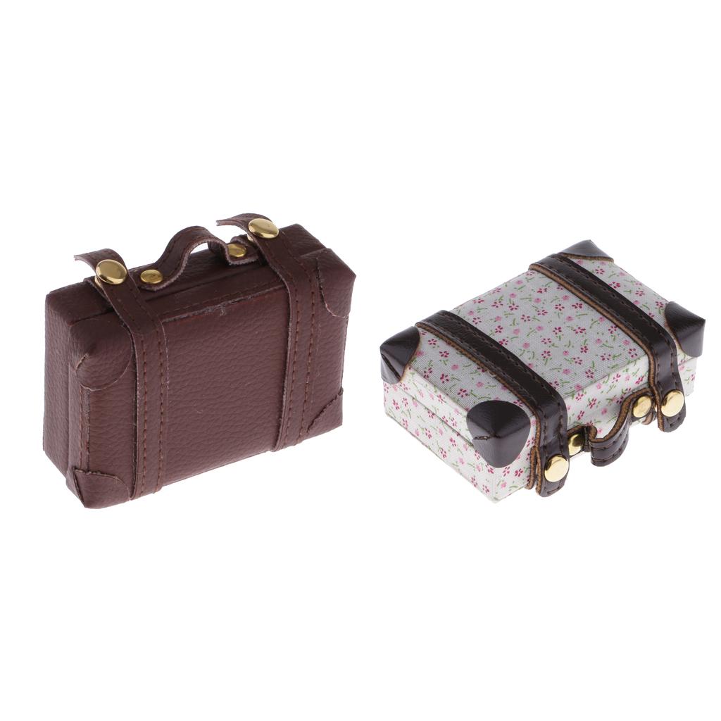 Buy 2 Pieces 1/6 Dollhouse Miniature Vintage Suitcase Luggage Travel ...