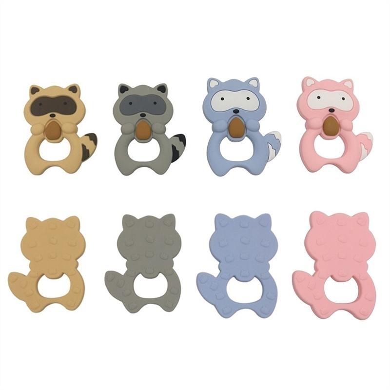 Buy 1 Pcs Silicone Teethers Raccoon Baby Ring Teether BPA Free Silicone ...