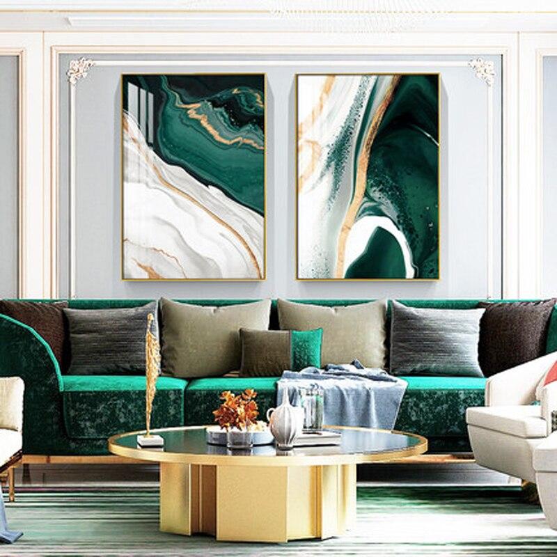 Buy Simple Abstract Cotton Canvas Emerald Poster Artistic Painting ...