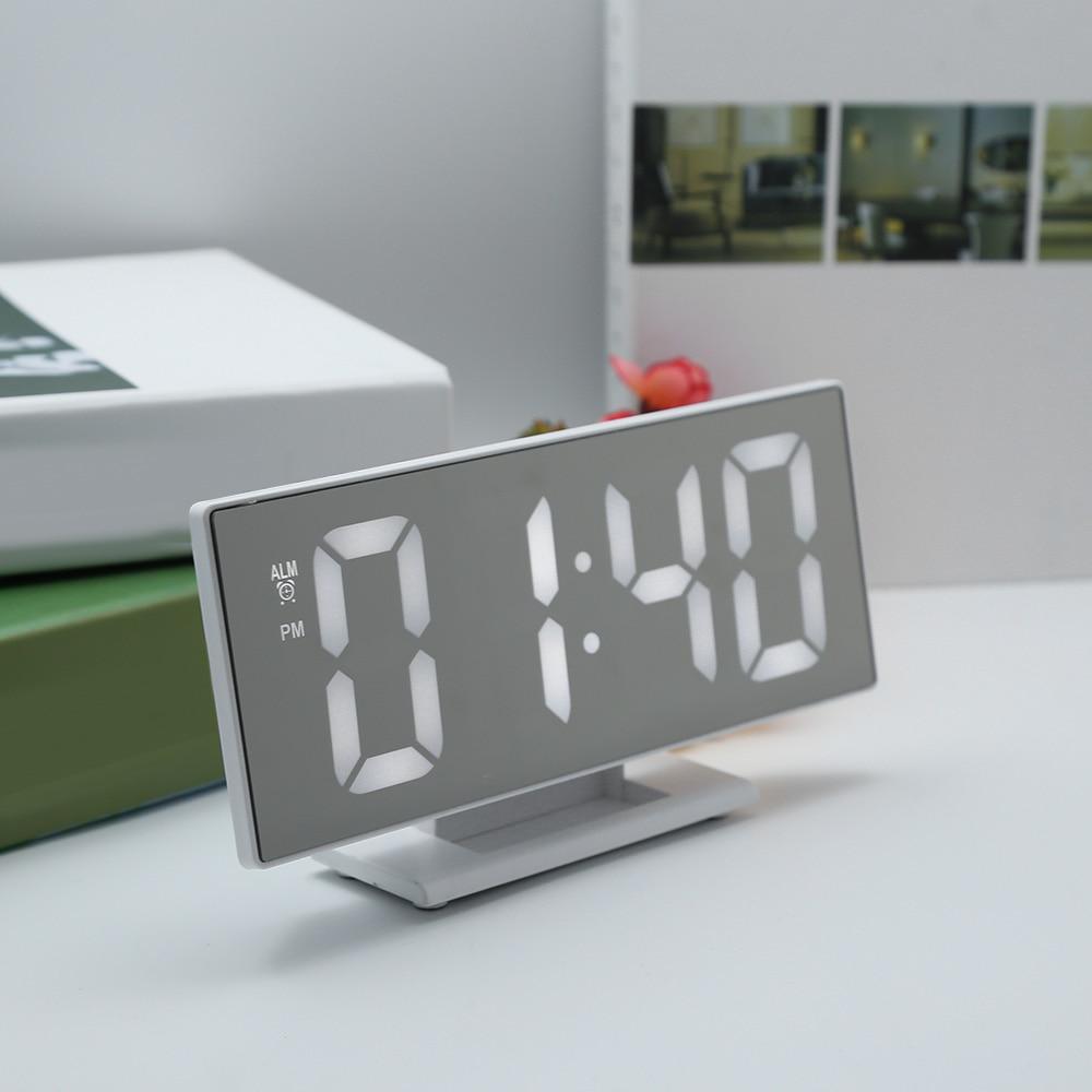 Buy Digital Alarm Clock LED Mirror Clock Multifunction Snooze Display ...
