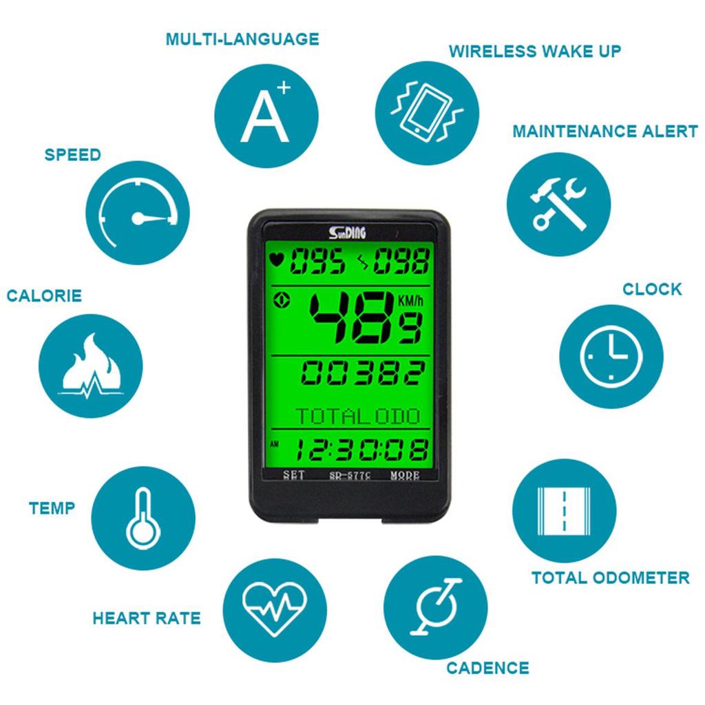 Buy LLK Sunding SD 577C Bike Speedometer Wireless Heart Rate Cadence ...