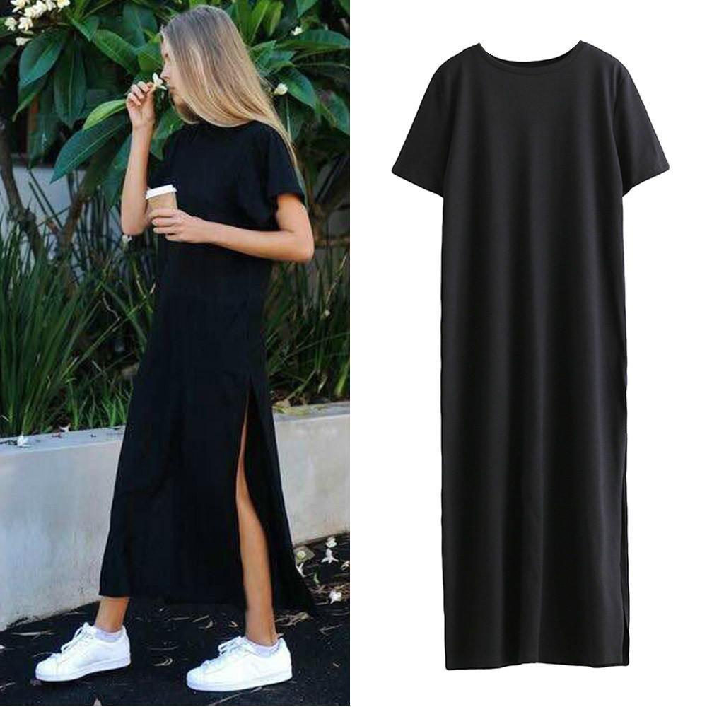 Buy Newest Women Sexy Side High Slit Short Sleeves Dress at affordable ...