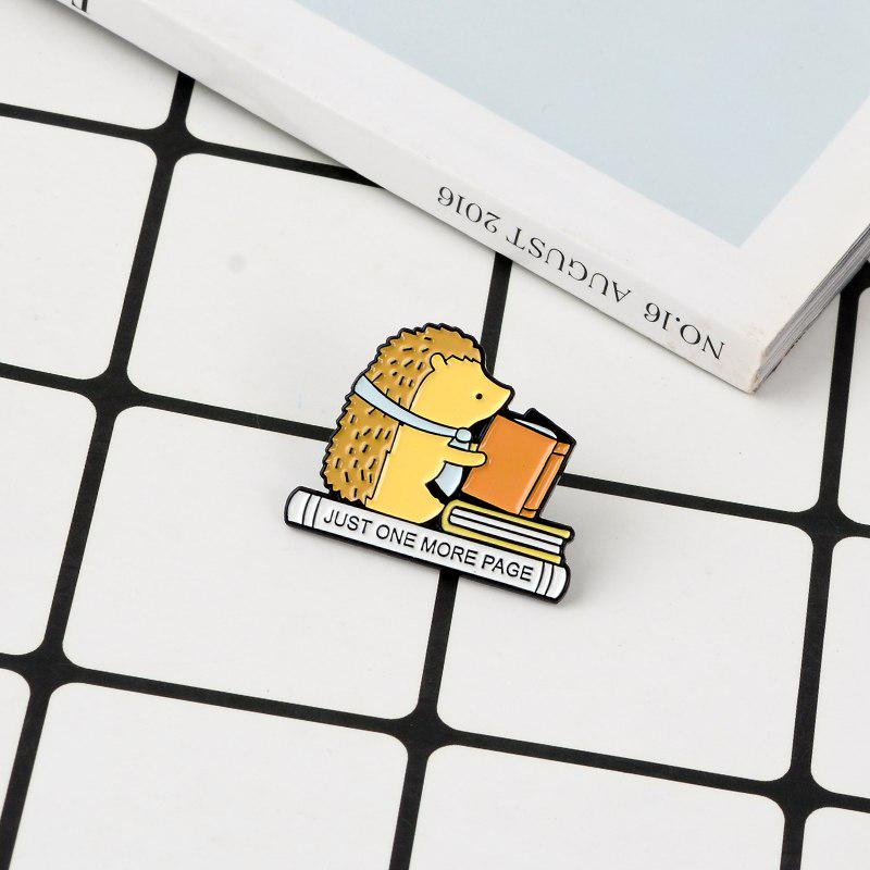 Cute Hedgehog Read Pin Reader Brooches Badges Lapel Pins Book Quote ...