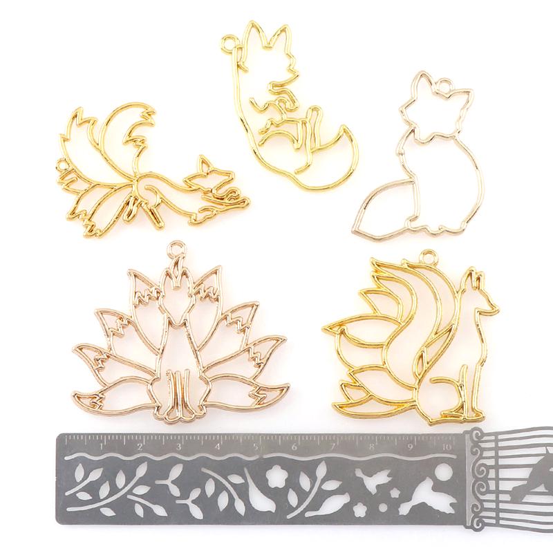 4Pcs Fox Bezel Frame Pendant Cabochon Base Setting UV Resin Charm ...