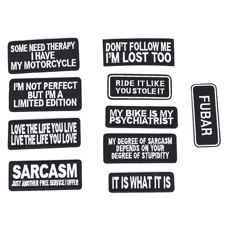 Buy Words Slogan Embroidered Iron On Biker Motorcycle Patches Fabric ...