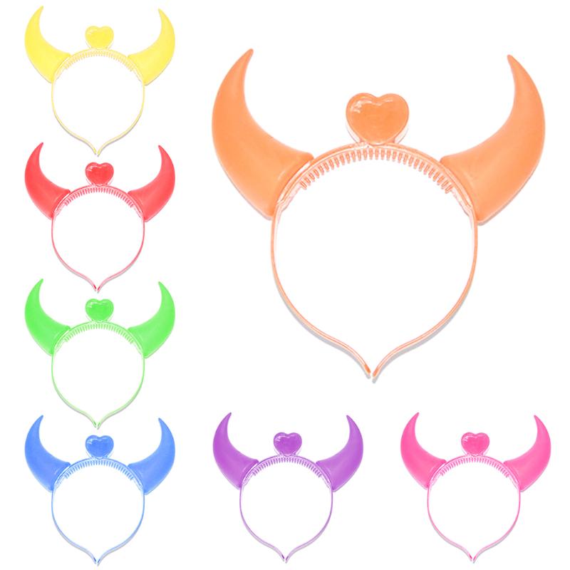 Buy LED Devil Horn Light Up Headband Flashing Horn Halloween Christmas ...