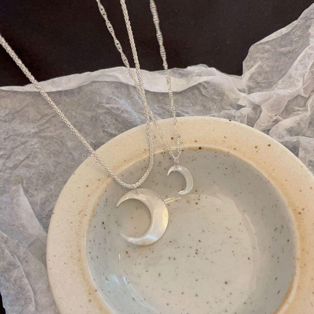 Buy Girls Luxury Temperament Simple Moon Pendant Woman Necklaces Korean ...
