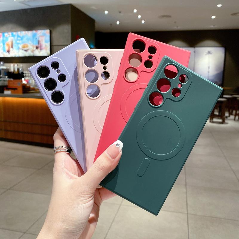 Buy Silicone For Magsafe Square Case For Samsung Galaxy S23 Ultra S22 ...