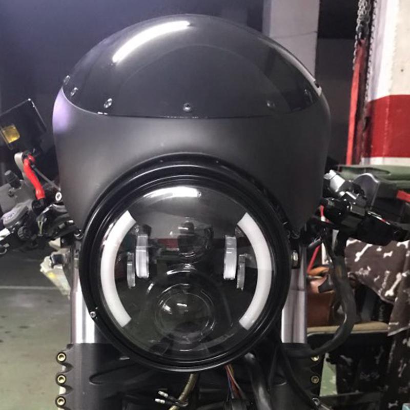 Universal 7 Inch Headlight Handlebar Fairing Windshield Cafe Racer ...