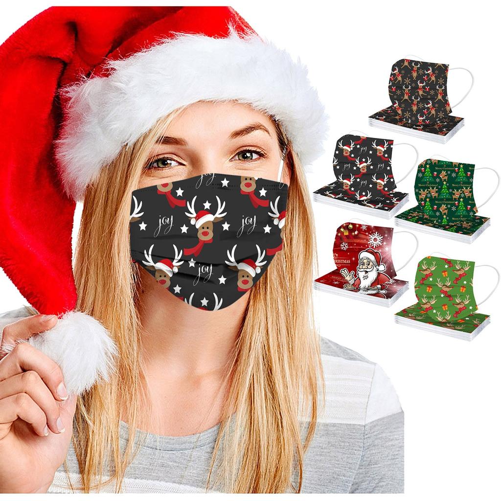 Buy Disposable UniseX Printed Christmas Soft Masks For Adults 3-Layer ...