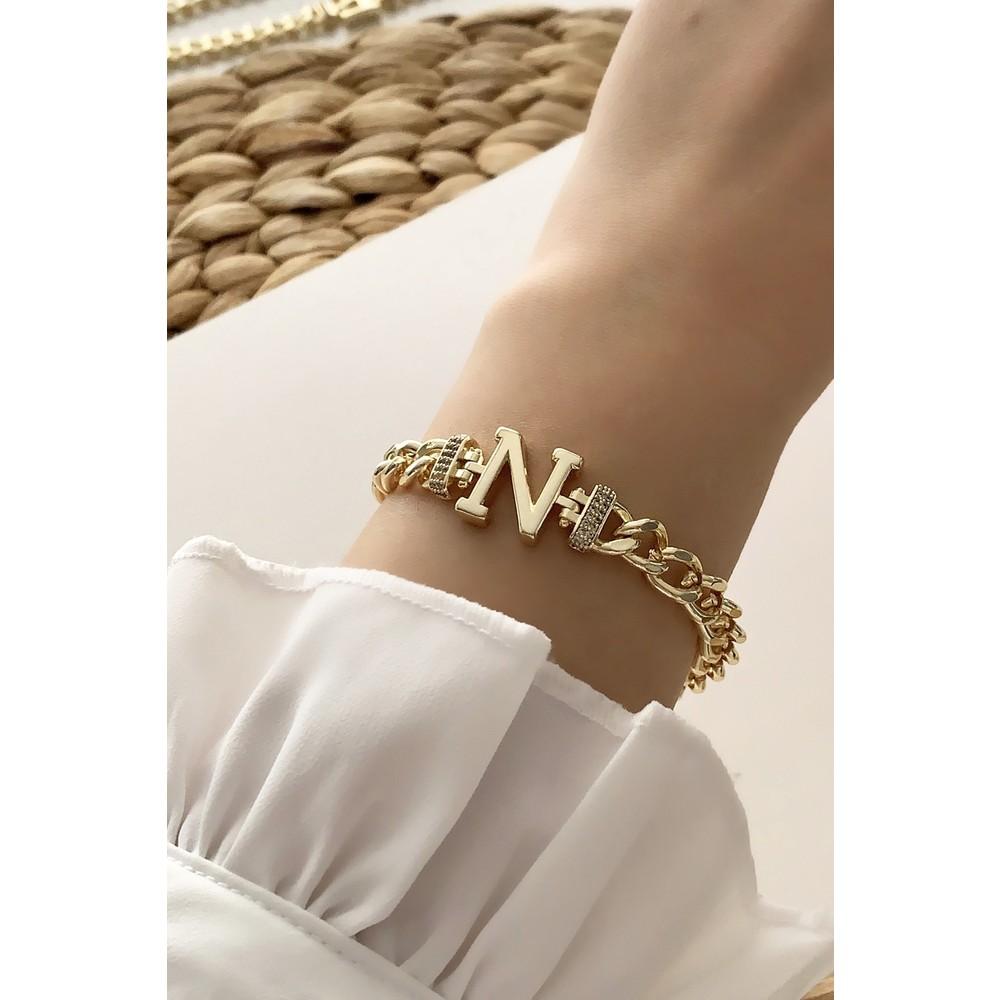 Gold N Letter Bracelet TRBILEK7540 B34003 uygun fiyatlı satın alın ...