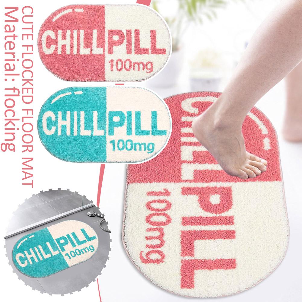 Buy Funny Cute Chill Pill Bath Mat Small Pink Bathroom Preppy Decor ...