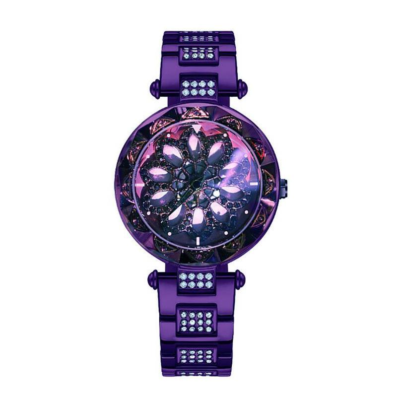 Buy Luxury Girl Diamond Dial Golden Women Watches Leather Ladies Gift ...