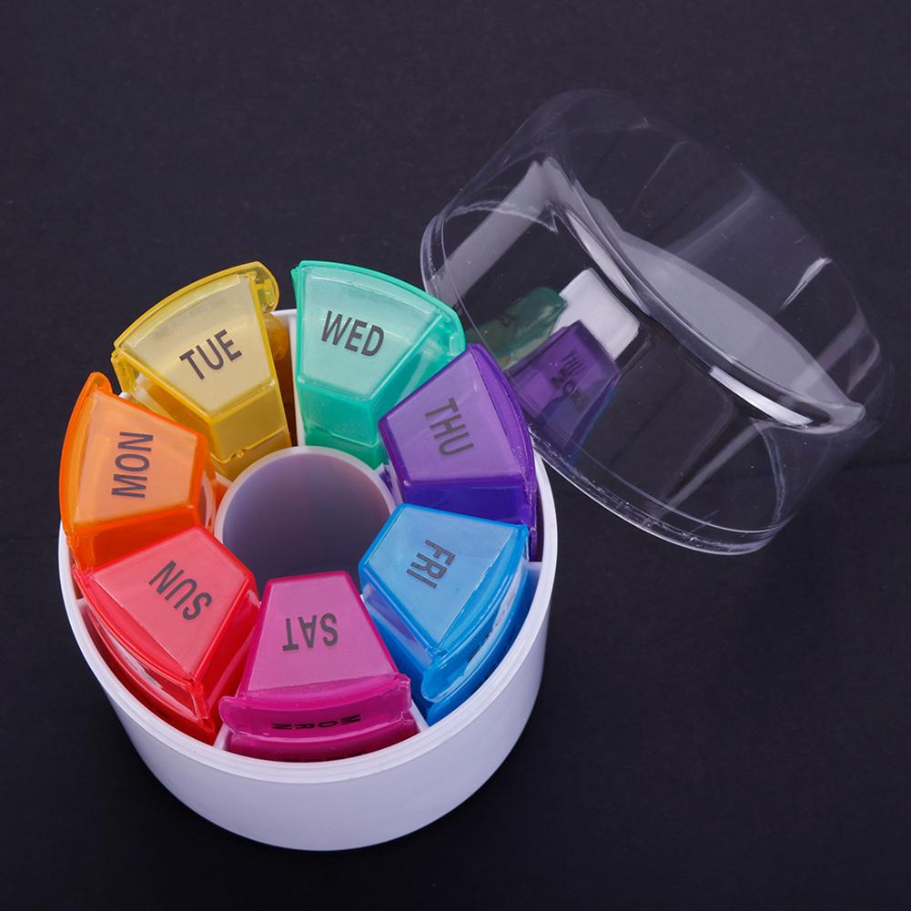 Round Shape 28 Slot 7 Day Pill Box Medicine Storage Tablet Sorter ...
