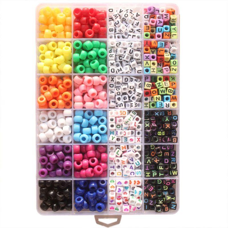 960Pcs 20 Grid Alphabet Letter Pony Beads Cube for DIY Jewelry Making ...