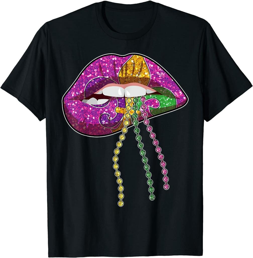 Buy Mardi Gras Lips Queen Carnival Purple And Gold Leisure Men Cartoon ...
