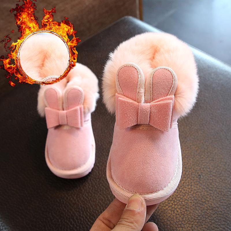 Buy Baby Girl Snow Boots Children Girl Winter Warm Plush Rabbit Princess Shoes Kids Sneaker ...