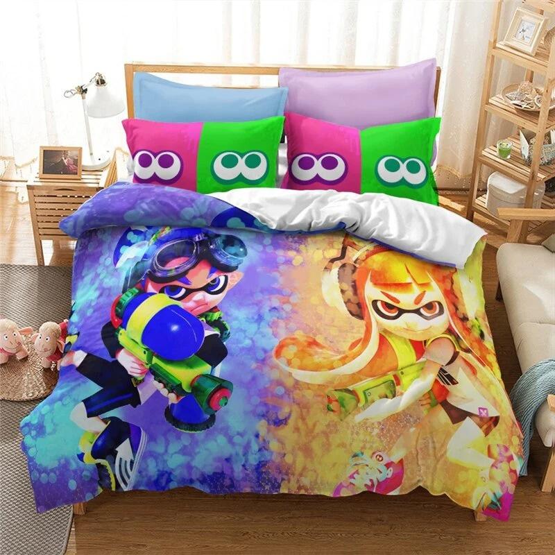 Cheap 3D Printed Splatoon Game Bedding Set Boys Girls Twin Queen Size ...