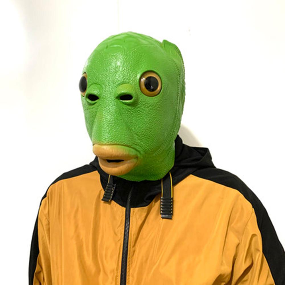 Buy Unisex Adult Green Fish Head Mask Headgear Enamel Funny Cosplay ...