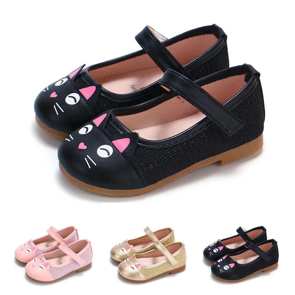 Buy AOM Toddler Baby Girls Children Cute Cartoon Cat Leather Single ...
