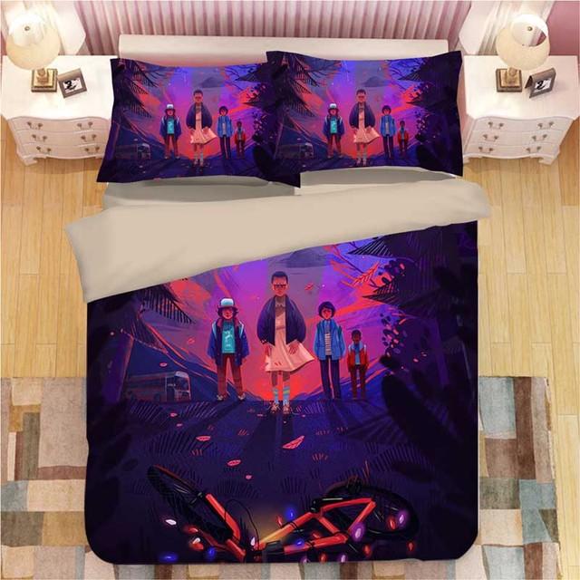 Cheap Stranger Things Bed Linen Cartoon Anime Duvet Covers Pillowcases ...