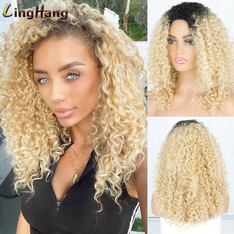 💰Cumpără LINGHANG peruci sintetice scurte Afro pervers Peruca cret ...