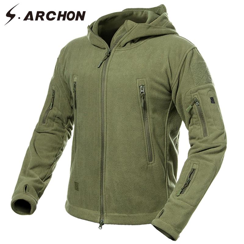 Buy Soft Shell Military Fleece Jackets Men Hooded Windproof Tactical ...