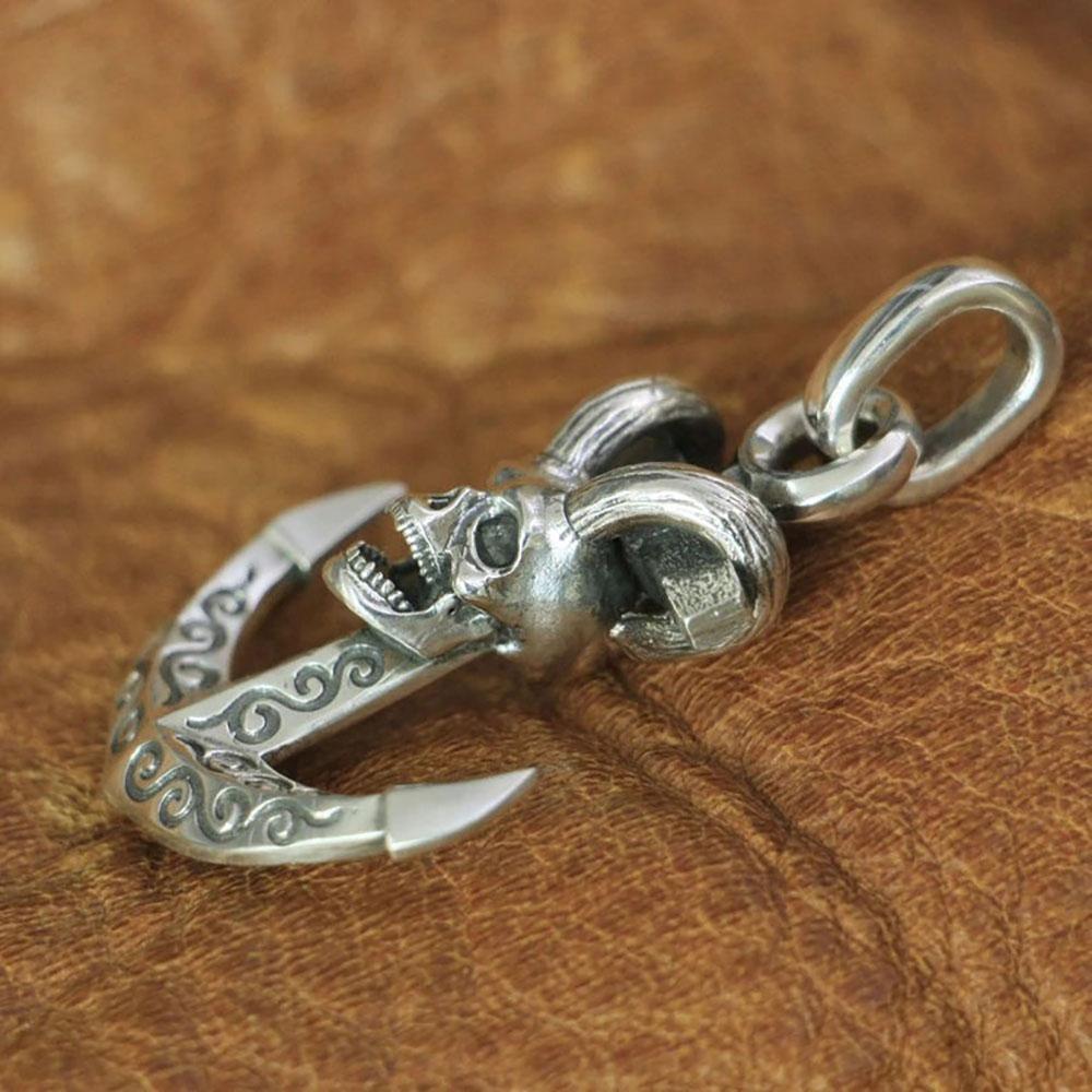 Buy Punk Skeleton Necklace For Man Women Vintage Anchor Pendant Chain ...