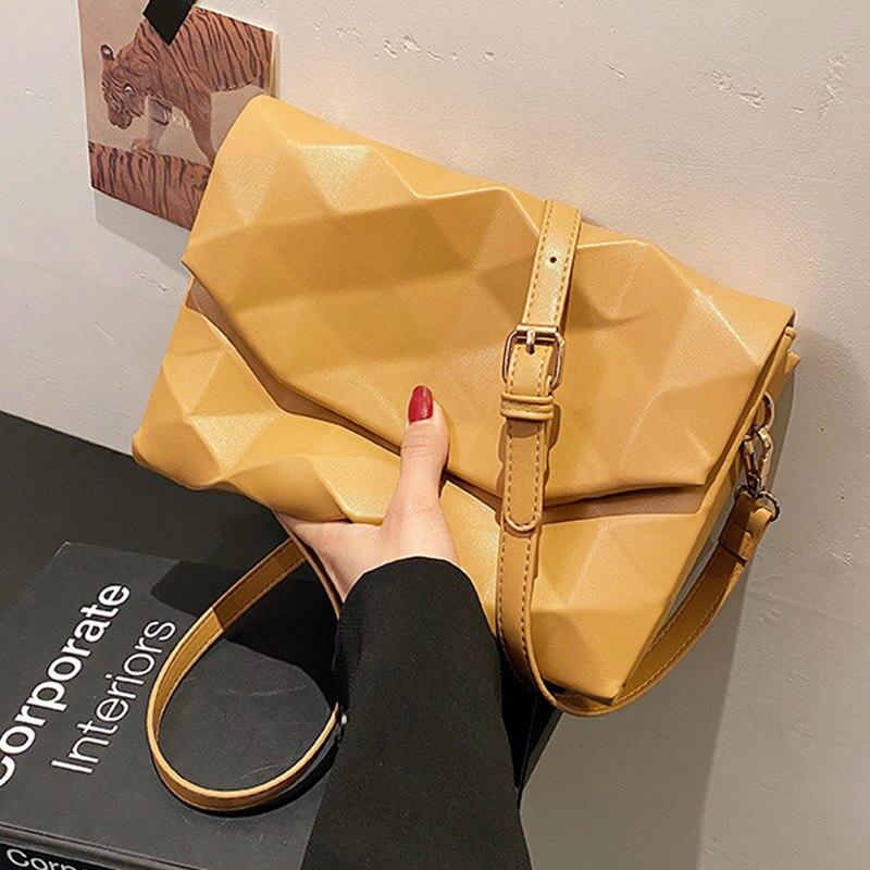 Envelope Design Small Shoulder Bags Solid Color Pu Leather Crossbody ...
