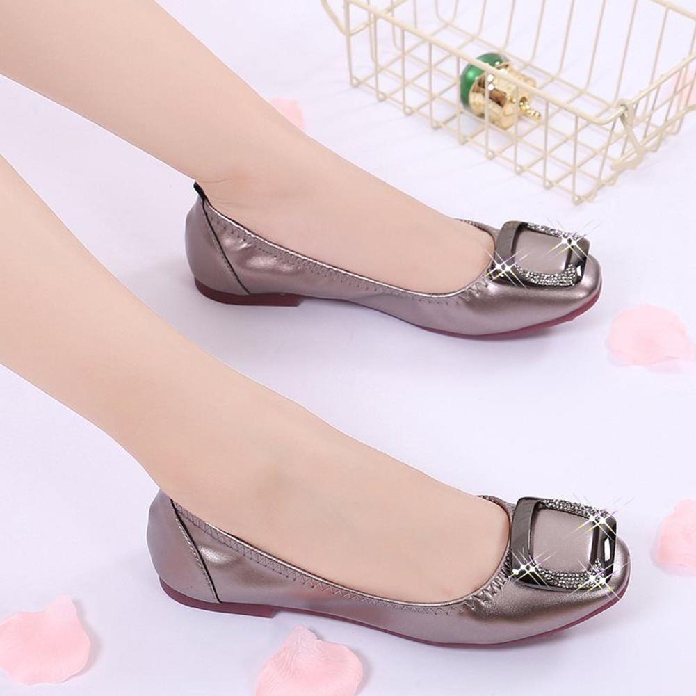 Купить Золотые женские балетки на плоской подошве, женская складная ...