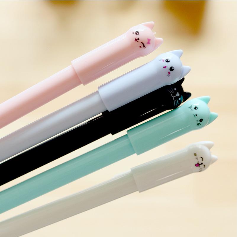 Buy GZDL 5 Pieces Kawaii Cat Gel Pen Black Ink Pen Stationery School ...