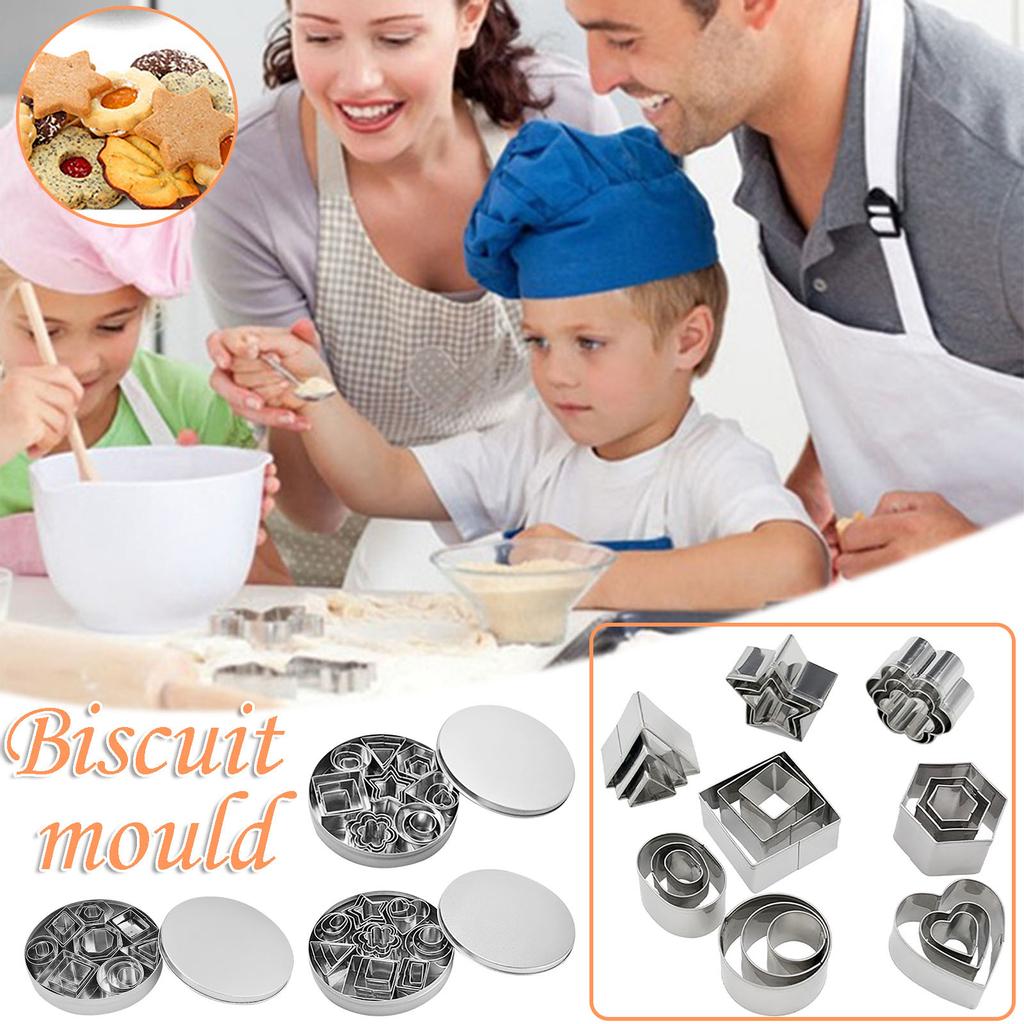 Buy Set of 24 Stainless Steel Biscuits Mold DIY Dookie Mold Geometric ...